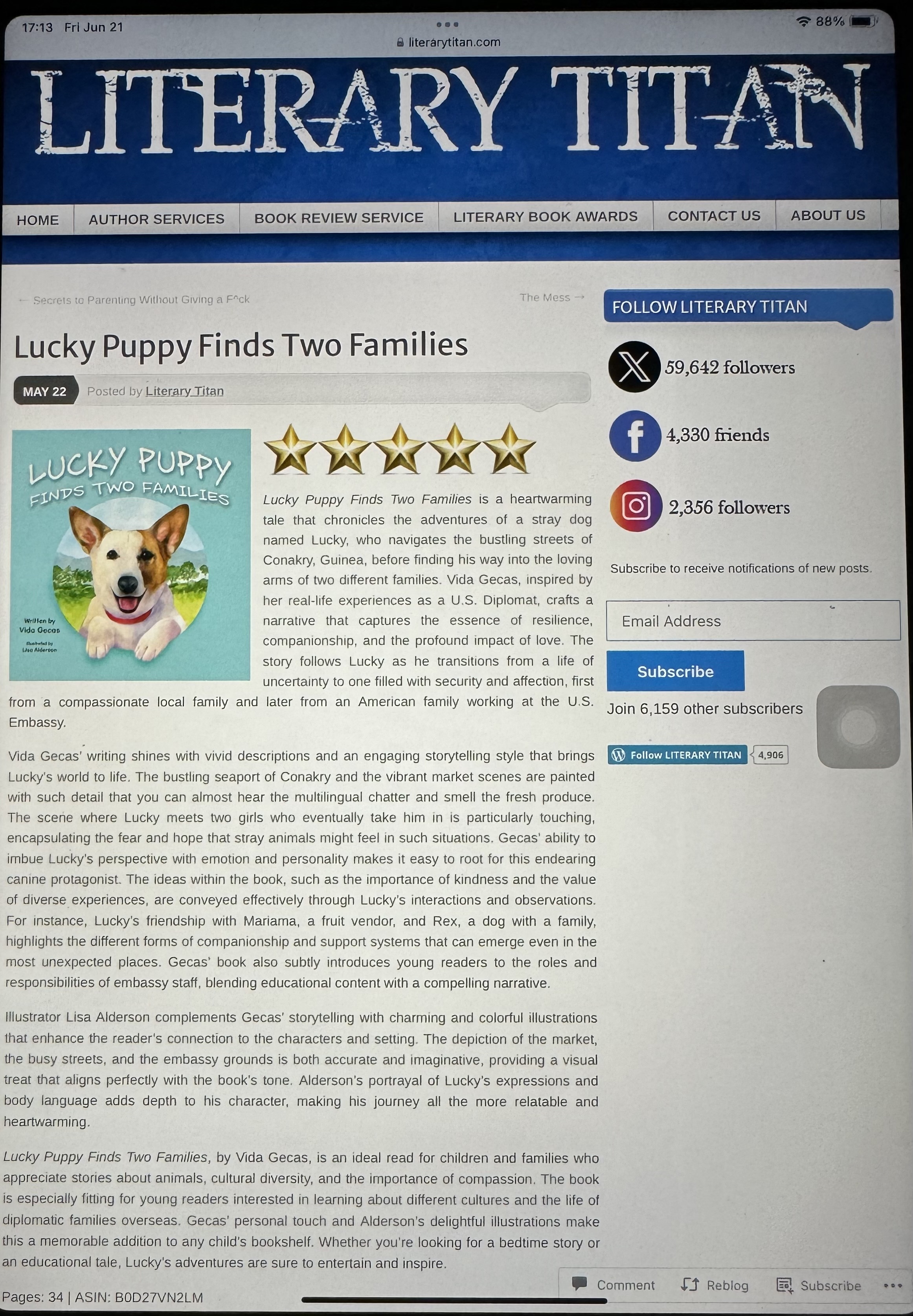 Literary Titan Award Winner and Five Star Book Review – Laime Books, LLC